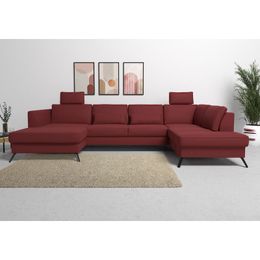 Sit & More sit&more Wohnlandschaft &raquo;Olsen U-Form&laquo; inklusive Sitztiefenverstellung, optional Schlaffunktion, 15cm hoch rot 100% Polyester B/H/T: 335cm x 88cm x 
