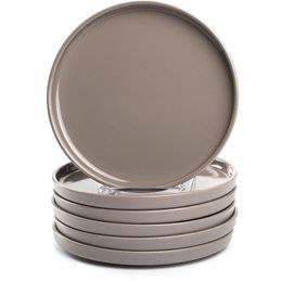 Leonardo Teller-Set &raquo;Speiseteller ROMA, Keramikteller, ca. 22 cm, 6-teilig&laquo; Teller Set, Geschirr-Set, Service, sp&uuml;lmaschinengeeignet grau Keramik 6 