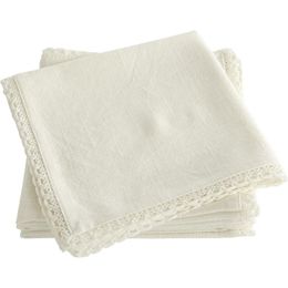OTTO home Stoffserviette &raquo;Elyna&laquo; uni, mit sch&ouml;ner Spitze, weiche Haptik, 45x45 cm, Leinenoptik beige Obermaterial: 100% Baumwolle Baumwolle