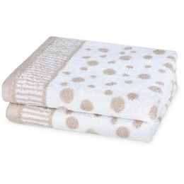 Ross Handt&uuml;cher &raquo;Punkte, allover&laquo; aus feinster Baumwolle beige Frottier, Baumwolle B/L: 50cmx100cm, 2 Stk., Kreise, Frottier