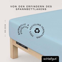 Schlafgut Spannbettlaken &raquo;Cool Contact&laquo; 100% gek&auml;mmte Mikrofaser blau Microfaser, Obermaterial: 100% Polyester B/L: 200cm, 1 Stk., Microfaser, 120-130x200 25cm