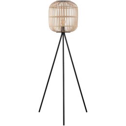 Eglo Stehlampe &raquo;BORDESLEY Stehlampe, Vintage, Stahl und Holz, E27, Wohnzimmerlampe&laquo; E27 Flur, Wohnzimmerlampe, H139 x &Oslash;35 cm, schwarz, natur, 1X28W 