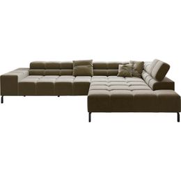 Home Affaire Ecksofa &raquo;Ancona New, wahlweise motorische Sitztiefenverstellung, auch in Cord&laquo; feine Steppung, mit Kopfteilverstellung, 3 Zierkissen, L-