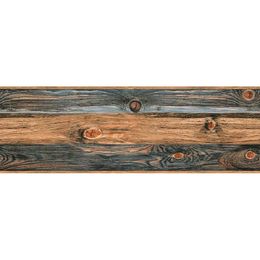 Livingwalls living walls Bord&uuml;re &raquo;Stick Ups&laquo; Holz gestreift realistisch glatt Vinyl Wand Schr&auml;ge Borte Wohnzimmer Schlafzimmer K&uuml;che Design Optik braun Vinyl B/L: