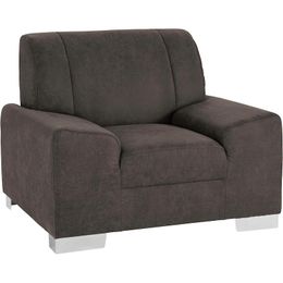 DOMO collection Sessel &raquo;Anzio&laquo; wahlweise mit Federkern grau Luxus-Microfaser, Mit Federkern, B/H/T: 114cm x 85cm x 93cm