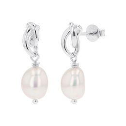 Tom Tailor Damen Tom Tailor Paar Ohrh&auml;nger &raquo;Knoten-Motiv&laquo; mit S&uuml;&szlig;wasserzuchtperle wei&szlig; 7mm, Perlen Silber 925 (Sterlingsilber)