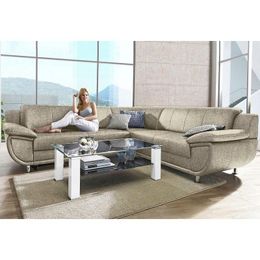 Trendmanufaktur Ecksofa &raquo;Rondo wahlweise mit Schlaffunktion, bequeme Armlehnen&laquo; L-Form, wahlw.mit Federkern, F&uuml;&szlig;e chromfarben, Unser Dauertiefpreis 