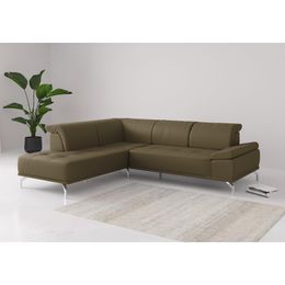 OTTO home Ecksofa &raquo;Caluna&laquo; Inkl.Sitztiefenverstellung, wahlweise mit Kopf- und Armteilverstellung gr&uuml;n B/H/T: 274cm x 81cm x 235cm, NaturLEDER Stoff, 