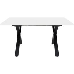 M&auml;usbacher Esstisch Esstisch ausziehbar auf 210 cm, eckige Tischform, Gestell X-Form wei&szlig; B/H/T: 210cm x 75cm x 90cm, Synchronauszug