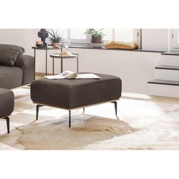 W.Schillig Polsterhocker &raquo;run&laquo; mit Holzsockel, F&uuml;&szlig;e in Schwarz pulverbeschichtet, Breite 75 cm braun Flachgewebe W82 Q2 (74% Polyacryl, 26% Polyester)