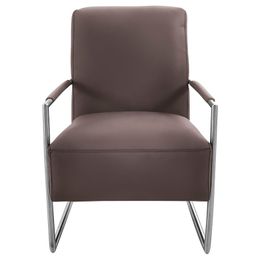 K+w Komfort & Wohnen K+W Komfort & Wohnen Cocktailsessel mit bezogenen Armlehnen, Gestell in Metall Edelstahloptik braun Microfaser 1, B/H/T: 62cm x 77cm x 83cm