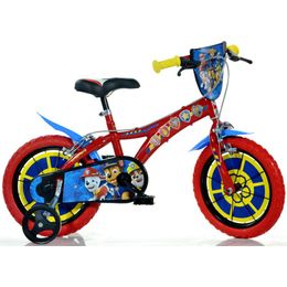 DINO BIKES Kinderfahrrad &raquo;14" Paw Patrol Kinderfahrrad St&uuml;tzr&auml;der ergonomischer Sattel 3&ndash;5Jahre&laquo; 1 Gang mit St&uuml;tzr&auml;dern und Frontschild rot 26cm, 14 Zoll (