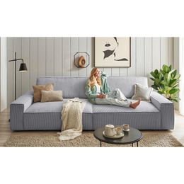 OTTO home Big-Sofa &raquo;SHERWOOD XXL Cord, Big-Sofa (316cm), extra tiefe Sitzfl&auml;che 95 cm&laquo; bequemer Sitzkomfort, Cord u. Leinenoptik, Kedernaht grau 100% 
