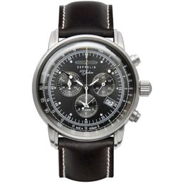 Zeppelin Herren Zeppelin Chronograph &raquo;100 Jahre&laquo; Armbanduhr, Quarzuhr, Herrenuhr, Datum, Stoppfunktion, Made in Germany schwarz Einheitsgr&ouml;&szlig;e