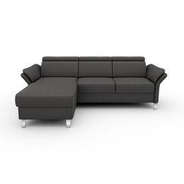 Sit & More sit&more Ecksofa &raquo;Vincenzo L-Form&laquo; inklusive Kopfteilverstellung, optional Schlaffunktion & Bettkasten grau B/H/T: 252cm x 84cm x 165cm, Luxus-