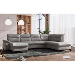 Sit & More sit&more Wohnlandschaft &raquo;Astoria U-Form&laquo; wahlweise mit motorischer Relaxfunktion grau 100% Polyester B/H/T: 329cm x 91cm x 225cm, Luxus-Microfaser 