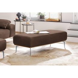 W.Schillig Polsterhocker &raquo;run&laquo; mit elegantem Holzsockel, F&uuml;&szlig;e in Silber matt, Breite 150 cm braun Flachgewebe W82 Q2 (74% Polyacryl, 26% Polyester) B/
