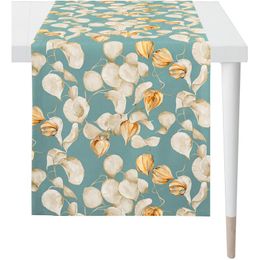 Apelt Tischl&auml;ufer &raquo;3400&laquo; blau Baumwolle, Polyester B/L: 140cm x 48cm, 1 Stk., rechteckig