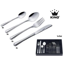 King Besteck-Set &raquo;&raquo;D&uuml;sseldorf&laquo;&laquo; Besteck im zeitlosen Design, mit Besteck-Etui Edelstahl 18/0 25 Stk.