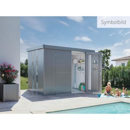 BioHort Ger&auml;tehaus &raquo;NEO Gr. 4A, verschiedene Farben&laquo; stylisches Gartenhaus mit Flachdach grau Stahl Einheitsgr&ouml;&szlig;e