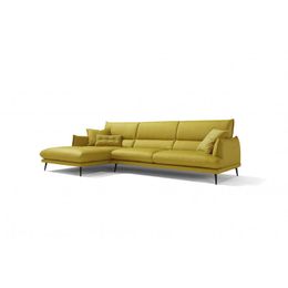 Egoitaliano Ecksofa &raquo;FUNNY, hochwertiges & aktuelles Design, bequeme R&uuml;ckenlehne, L-Form&laquo; hochwertiger Sitzkomfort, L-Form gelb Leder B/H/T: 265cm x 90cm x 225cm,