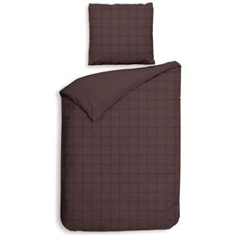 Wendebettw&auml;sche &raquo;Diamante&laquo; 2 Stk. kariert, hochwertiges Mako-Satin, Bettw&auml;sche ab 135x200 cm. braun Mako-Satin, Obermaterial: 100% Baumwolle B/L: 