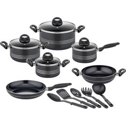 GSW Topf-Set &raquo;Milano, inkl. 5-teiliges K&uuml;chenhelfer-Set&laquo; Set, je 1 Kochtopf 16/20/24cm, 1 Stielkasserolle 16cm, je 1 Pfanne 24/28cm, 15 Stk. tlg. 