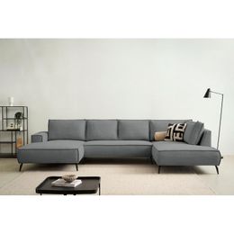 OTTO home Wohnlandschaft &raquo;TVINNU Cord, 354 cm&laquo; Recamiere rechts/links, schwarze Metallf&uuml;&szlig;e, bequeme Sitz-/Liegefl&auml;che B/H/T: 354cm x 83cm x 193cm, 