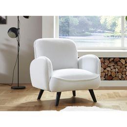 ATLANTIC HOME COLLECTION OTTO home Sessel &raquo;Ben&laquo; mit Wellenunterfederung, Massivholzf&uuml;&szlig;e, frei im Raum stellbar wei&szlig; Fellimitat, B/H/T: 88cm x 84cm x 86cm