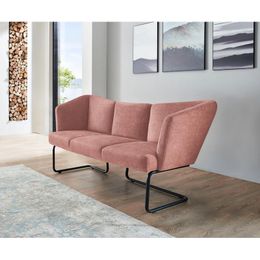 K+w Komfort & Wohnen K+W Komfort & Wohnen Polsterbank &raquo;Mikkado Tube&laquo; in abgerundeter Form, Rundrohrkufe lang, in 2 Breiten 192 oder 242 cm rosa Holzwerkstoff, Metall B/H/T