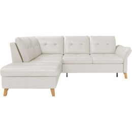 Sit & More sit&more Ecksofa &raquo;G&ouml;teborg&laquo; inkl. Sitztiefenverstellung, wahlweise mit Bettfunktion & Bettkasten wei&szlig; B/H/T: 250cm x 90cm x 226cm, NaturLEDER Stoff, 