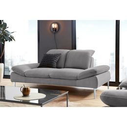 W.Schillig 2-Sitzer &raquo;enjoy&MORE&laquo; mit Sitztiefenverstellung, F&uuml;&szlig;e Chrom gl&auml;nzend, Breite 202 cm grau Chenille-Flachgewebe R66 (85% Polyester, 15% Nylon