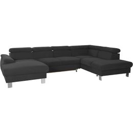 COTTA Wohnlandschaft &raquo;Komaris U-Form, B: 320 cm&laquo; mit Kopfteilverstellung, optional Schlaffunktion, Bettkasten & Licht schwarz Microfaser PRIMABELLE (