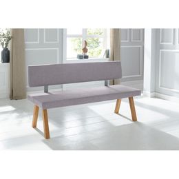OTTO home Bank &raquo;Mobilar Rio&laquo; mit R&uuml;ckenlehne und aus Massivholz grau Polyester B/H/T: 140cm x 89cm x 53cm, Struktur fein, Bank 140cm,mit R&uuml;ckenlehne