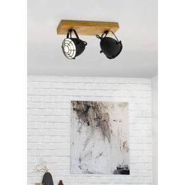 Eglo Deckenspot &raquo;GATEBECK Strahler, Stahl und Holz, E14, IP20, Wohnzimmerlampe, Lampe&laquo; E14 1 Stk. Spot, Flurlampe, L36 x B11 x H20,5 cm, natur, 