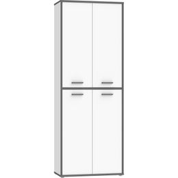 FORTE Aktenschrank &raquo;Keflav&laquo; Breite 84,5 cm wei&szlig; Dekorfolie, FSC -zertifizierter Holzwerkstoff wei&szlig;, B/H/T: 84,5cm x 226,4cm x 41,5cm, T&uuml;ren: 4 Stk.