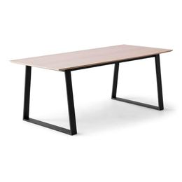 Esstisch &raquo;Meza Designtisch mit Auszugsfunktion und 2 Einlegeplatten&laquo; bootsf&ouml;rmige Tischplatte MDF,Trapez gestell, in zwei Breiten beige Tischplatte: 