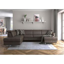Sit & More sit&more Wohnlandschaft &raquo;Freetown U-Form&laquo; Kopfteilverstellung und Federkern, wahlweise mit Schlaffunktion braun B/H/T: 315cm x 84cm x 216cm, Luxus-