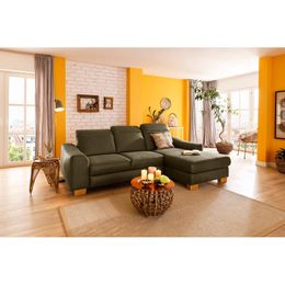 Home Affaire Ecksofa &raquo;Dundee L-Form&laquo; wahlweise mit Kopfteilverstellung und zus&auml;tzlich mit Schlaffunktion gr&uuml;n Luxus-Microfaser Florence (100% 