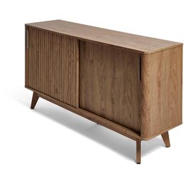 Jahnke Sideboard &raquo;WAVE SBS 145&laquo; 1 Stk. tlg. Retro-Stil, mit 2 Schiebet&uuml;ren, ca. 148 cm braun Holzwerkstoff B/H/T: 148cm x 76cm x 39,8cm