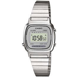 CASIO VINTAGE Damen CASIO VINTAGE Chronograph Quarzuhr, Armbanduhr, Damenuhr, Digitaluhr, Datum, Edelstahlarmband silber Einheitsgr&ouml;&szlig;e
