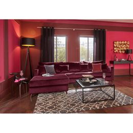 Home Affaire Ecksofa &raquo;Renesse L-Form&laquo; lose Kissen, Keder an Sitzkissen rot Samtvelours 100% Polyester;Luxus-Microfaser ALTARA NUBUCK (100% Polyester) 