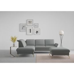 Sit & More sit&more Ecksofa &raquo;Fashion L-Form&laquo; wahlweise mit Kopfteilverstellung, Vorziehsitz, motorisch, Nickelf&uuml;&szlig;e grau B/H/T: 250cm x 84cm x 207cm, Chenille, 