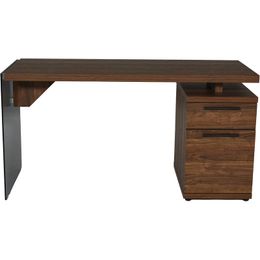 Jahnke Schreibtisch &raquo;LUX C 140&laquo; wechselseitig montierbar,Seitenteil aus ESG Sicherheitsglas,B:141,8 cm braun B/H/T: 141,8cm x 74cm x 55cm