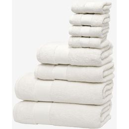 Handtuch Set &raquo;Premium Low-Twist Baumwolle 550 g/m&sup2; &ndash; 8-teilig mit Waschlappen&laquo; 8 tlg. Frottier 2 Badet&uuml;cher, 2 Handt&uuml;cher gro&szlig; & 4 Waschlappen wei&szlig; 