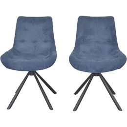 HOFMANN LIVING AND MORE Polsterstuhl (Set) 2 Stk. blau Polyester B/H/T: 62cm x 85cm x 55cm, 2 Stk., Cord Polyester uni