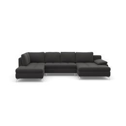 Sit & More sit&more Wohnlandschaft &raquo;Latigo U-Form&laquo; mit Recamiere, wahlweise mit Schlaffunktion und Bettkasten grau B/H/T: 326cm x 201cm, Struktur, Recamiere 
