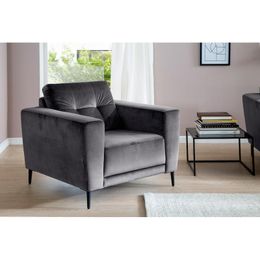 Trends by HG Sessel &raquo;Barcelona&laquo; mit Metallfuss, frei im Raum stellbar grau 100% Polyester Microvelours, B/H/T: 96cm x 86cm x 89cm