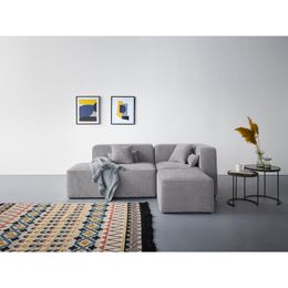 Home Affaire Ecksofa &raquo;Sundstrup L-Form&laquo; Modulserie, individuelle Zusammenstellung grau 100% Polyester B/H/T: 233cm x 76,5cm x 93cm, Struktur weich, 