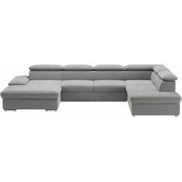 Sit & More sit&more Wohnlandschaft &raquo;Valantine U-Form, B: 349 cm&laquo; mit Arm- & Kopfteilverstellung, optional mit Schlaffunktion grau 100% Polyester B/H/T: 349cm x 